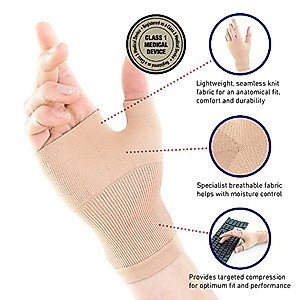 Neo-G Airflow Thumb and Wrist Support For Joint Pain, Tendonitis, Sprain, Hand Instability. Compression Wrist Sleeves with Thumb Support - M - Beige