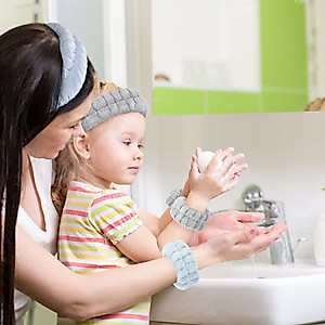 CERETIA Face Wash Headband and Wristband Set of 2, Wrist Towels for Washing Face with Holder Microfiber Wristbands for Washing Face Absorbent Spa Wristbands Wrist Scrunchies Face Washing Wristbands