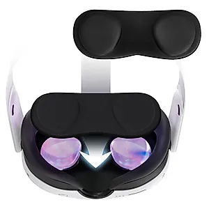 Orzero (1 Pack) VR Lens Protector Cover Dust Proof Cover for Valve Index/Quest 3 / Quest 2 / Quest, Washable Protective Sleeve Sunlight Blocking Anti-Scratch and Anti-Dust - Black