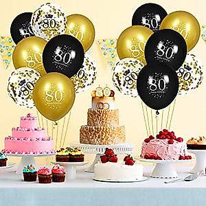 80th Birthday Balloons for Men, 15 Pcs Black Gold Happy 80th Birthday Balloons, Black Gold 80th Birthday Party Decorations Balloons for Men Women 80th Birthday Decor