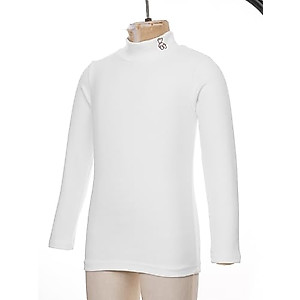 Jizyo Kids Boys Girls Thermal Underwear Tops Basic Long Sleeve Turtleneck Undershirts Baselayer T-Shirts Sweater Tops White 9-10 Years