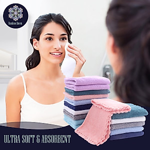 16 Count Premium Makeup Remover Cloths- Super Soft Not Wear Skin - 8×8 Inches - Highly Absorbent Microfiber Coral Velvet Fingertip Face Towels Washcloths for Hand and Make Up, Quick Dry- Multicolor