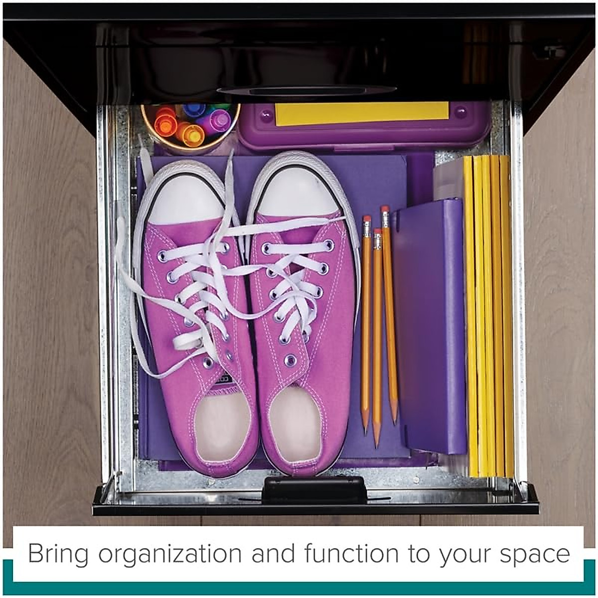 Hirsh Industries Space Solutions 3 Drawer Metal File Cabinet with Pencil Drawer Black