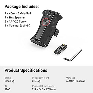 SmallRig Push-Button Rotating NATO Handle, Quick Release Handgrip for DLSR Camera Cage Kit, w/ Built-in NATO Rail, Left Side - 3260