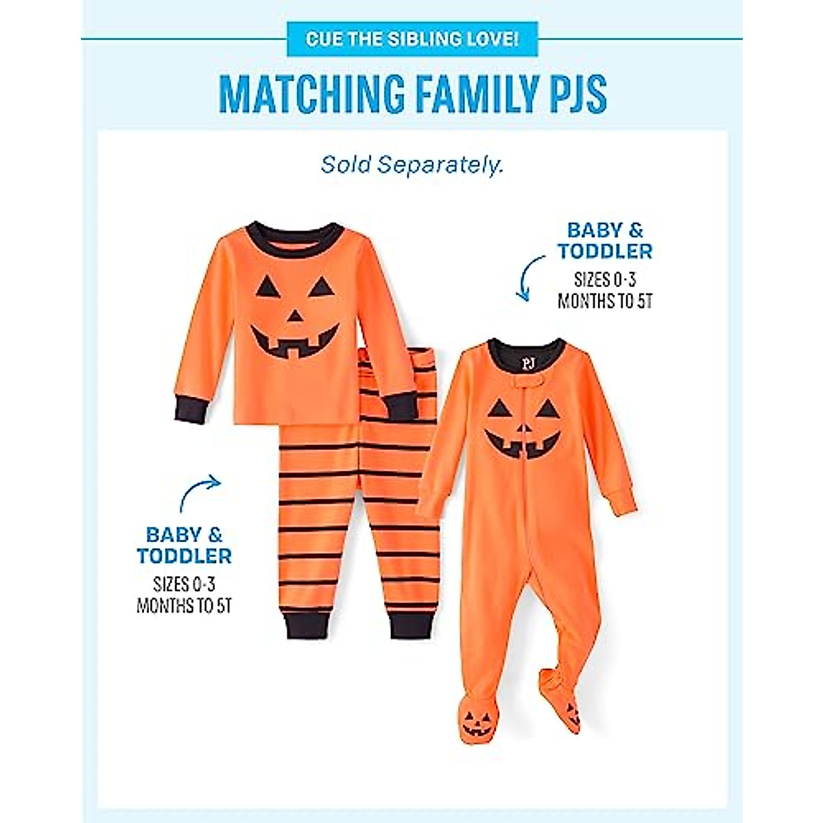 The Children's Place Baby Toddler, Halloween Pajamas, Cotton, Pumpkin One Piece, 3-6 MONTHS