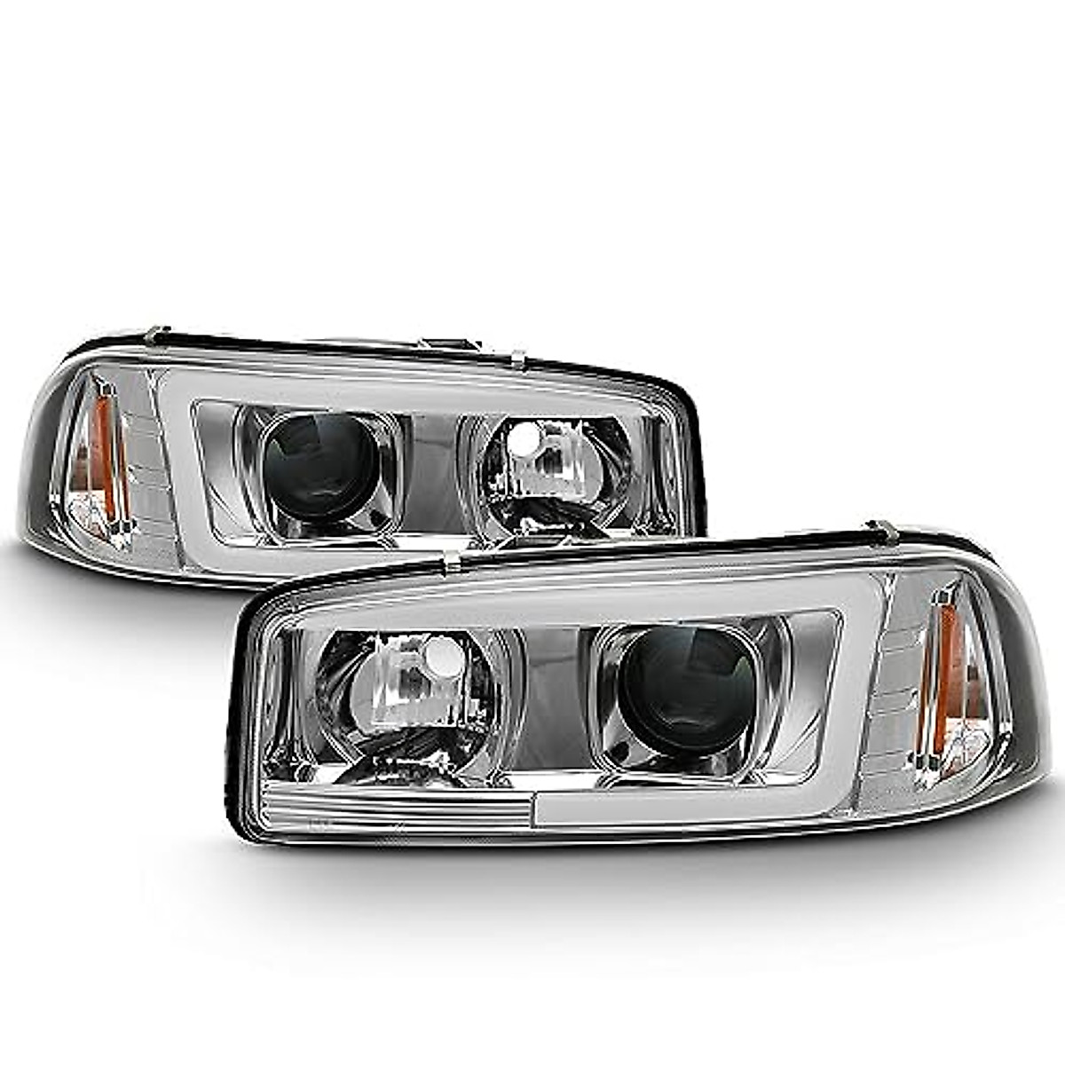 HH Building 2pcs Headlight Front Left Right Driver Passenger Side Clear Lens Chrome Housing LED Tube Projector Headlights 5_444-CDE00V2-LB-C A7799C0B3999C0B3903C_1999_2000_2001_2002_A18 GM2801186