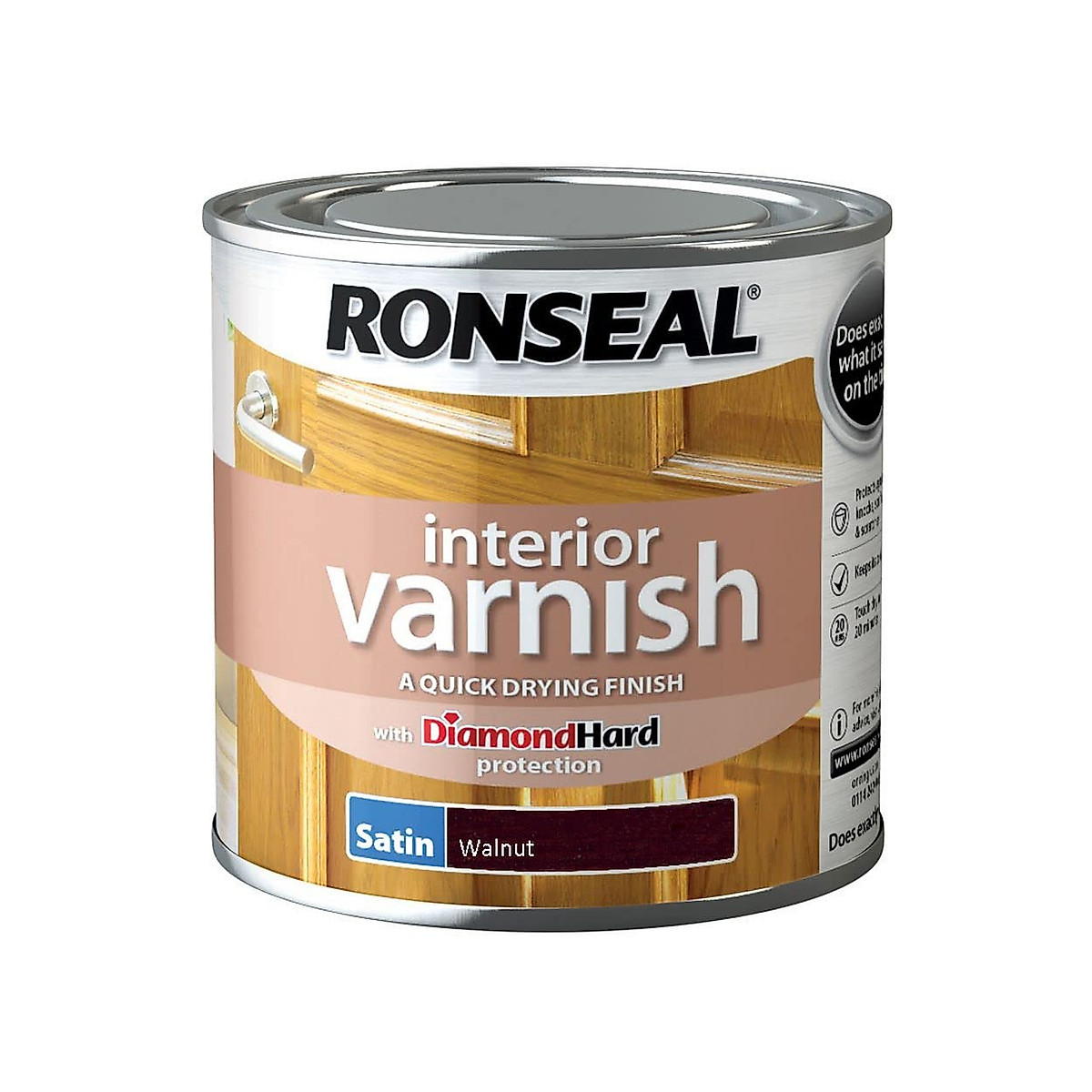 Ronseal Interior Varnish Satin 250ml, Walnut