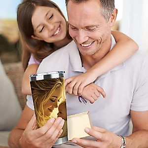 FOCIUZTA 20oz Golden Hair Smile Cute Warm Tumbler with lid, Travel Coffee Cup, Ideal for Easter, Mother Day, and birthday gifts