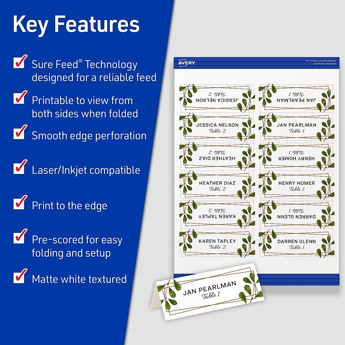 Avery Small Place Cards, Laser & Inkjet Printers, 150 Printable Cards, Textured (5011)