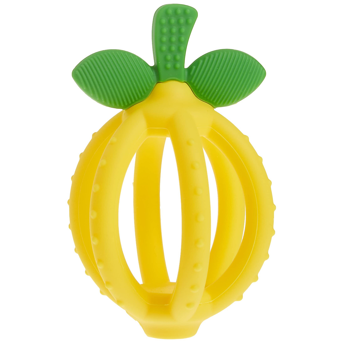 Itzy Ritzy Teething Ball & Training Toothbrush - Silicone, BPA-Free Bitzy Biter Lemon-Shaped Teething Toy Features Multiple Textures to Soothe Gums & an Easy-to-Hold Design (Lemon)