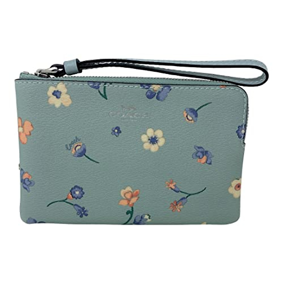 Coach Corner Zip Wristlet In Signature Coated Canvas With Mystical Floral Print Style No. C8701