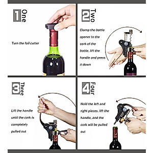 Wine Bottle Opener Corkscrew Set, LOVUMMOR Wine Opener Kit, Corkscrews Wine Opener Set, Screwpull Levers with Foil Cutter, Extra Spiral, Bottle Stopper, Drip Ring, Wine Stopper/Wine Pourer