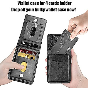 LakiBeibi Galaxy A32 5G Case, Dual Layer Lightweight Premium Leather Galaxy A32 5G Case Wallet with Card Holders Magnetic Lock Flip Protective Phone Case for Samsung Galaxy A32 5G (2021), Black