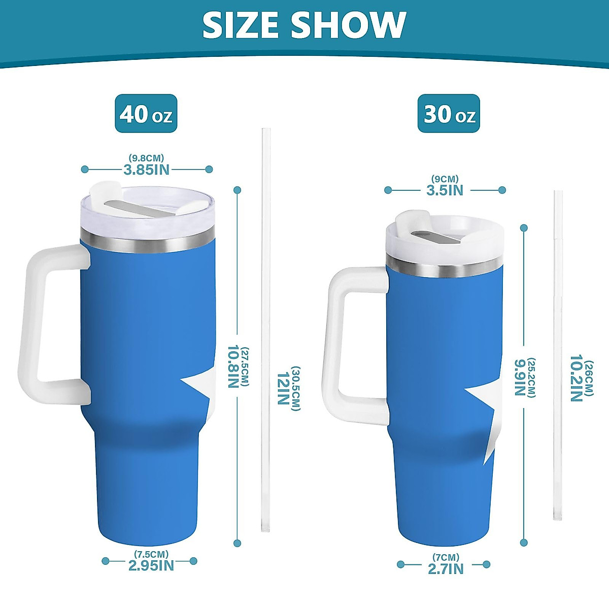 Insulated Stainless Steel Tumbler 40 Oz with Handle and Straw, Somalia Flag Travel Insulated Tumblers