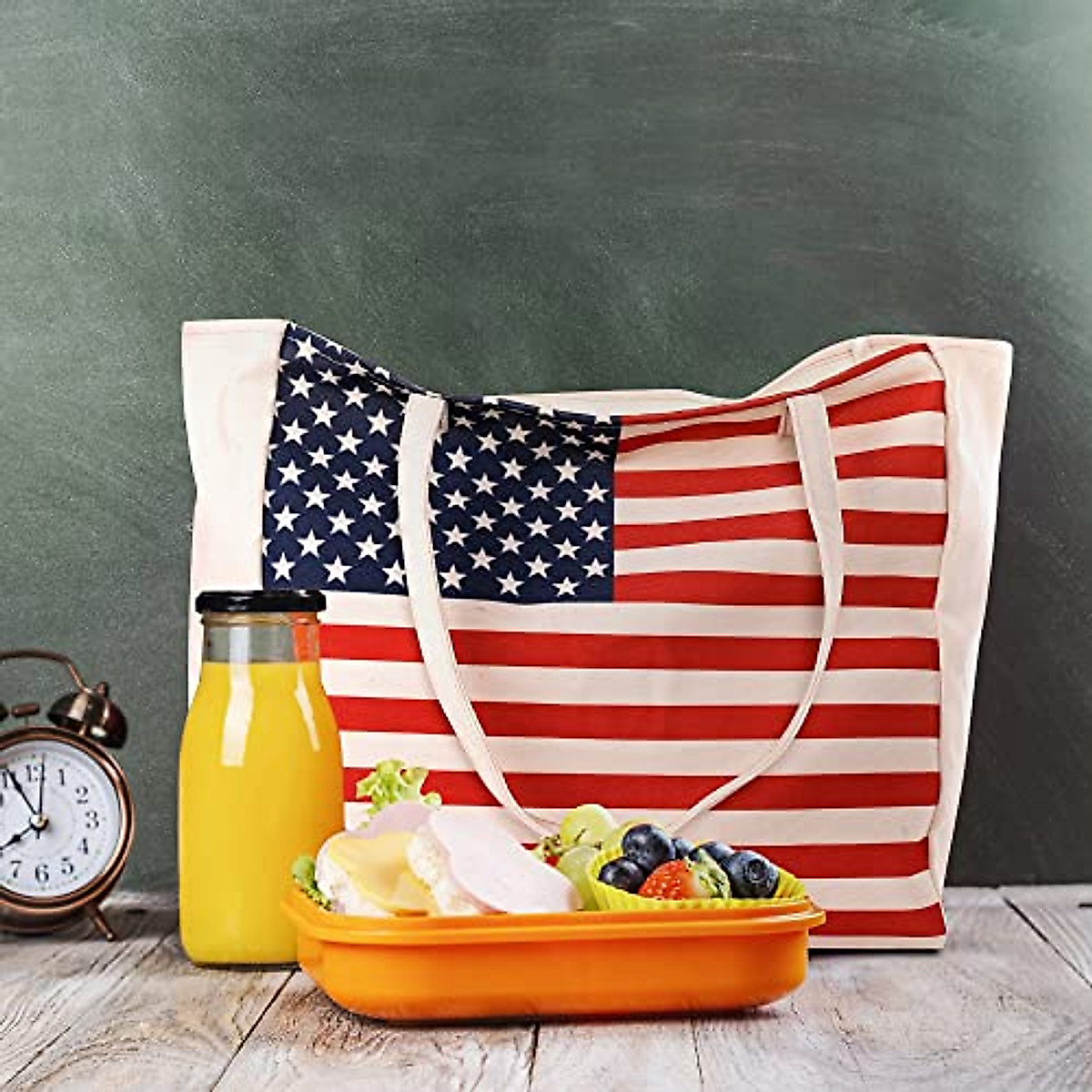 Montana West American Flag Canvas Tote Bag Patriotic Shopping Bag Reusable and Washable Grocery Bag US04-138