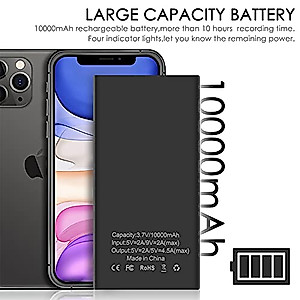 Spy Hidden Camera Power Bank 10000mAh 20 Hours Recording 1080p Portable Nanny Cam with Motion Detection, Night Vision, Gravity Sensor for Home Security No WiFi