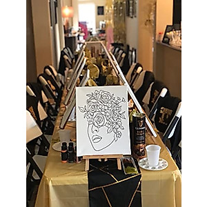 Essenburg Pre Drawn Canvas Side Flower Lady Paint Kit | Adult & Teen Sip and Paint Party Favor | DIY Date Night Couple Activity (S 8X10 CANVAS ONLY)