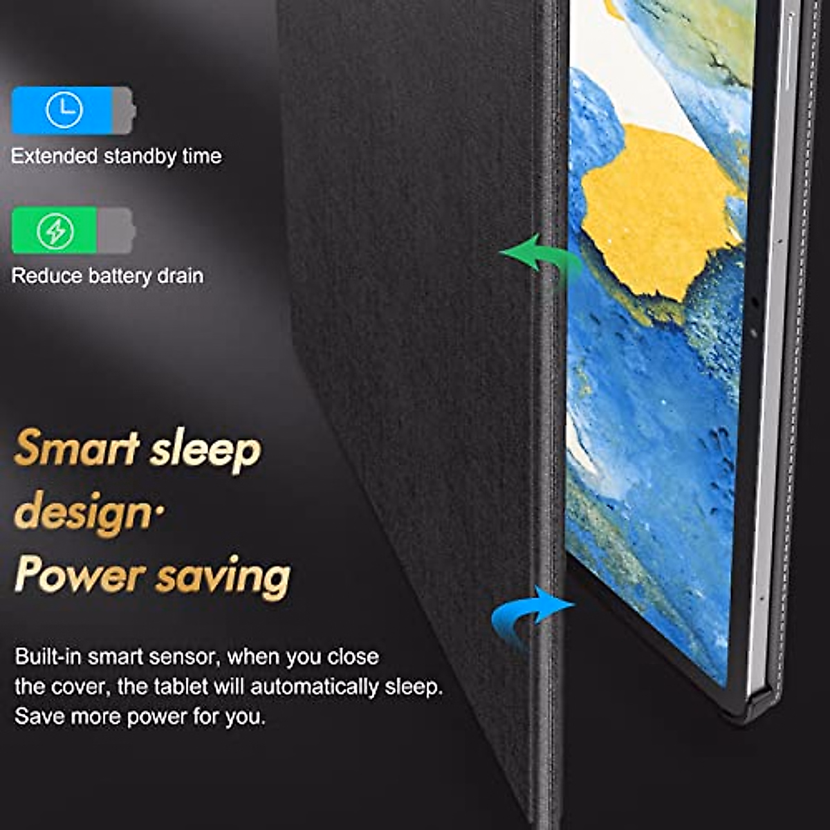 INFILAND Galaxy Tab S8+/ S8 Plus/ S7+/ S7 Plus Case, Multi-Angle Stand Cover Compatible with Samsung Galaxy Tab S8+/ S7+ SM-X800/ X806/ T970/ T975/ T976 Tablet [Auto Wake/Sleep], Black