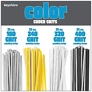 Keystone 100 Fine Sanding Twig Assortment Pack with 4 Different Color Coded Abrasive Grits