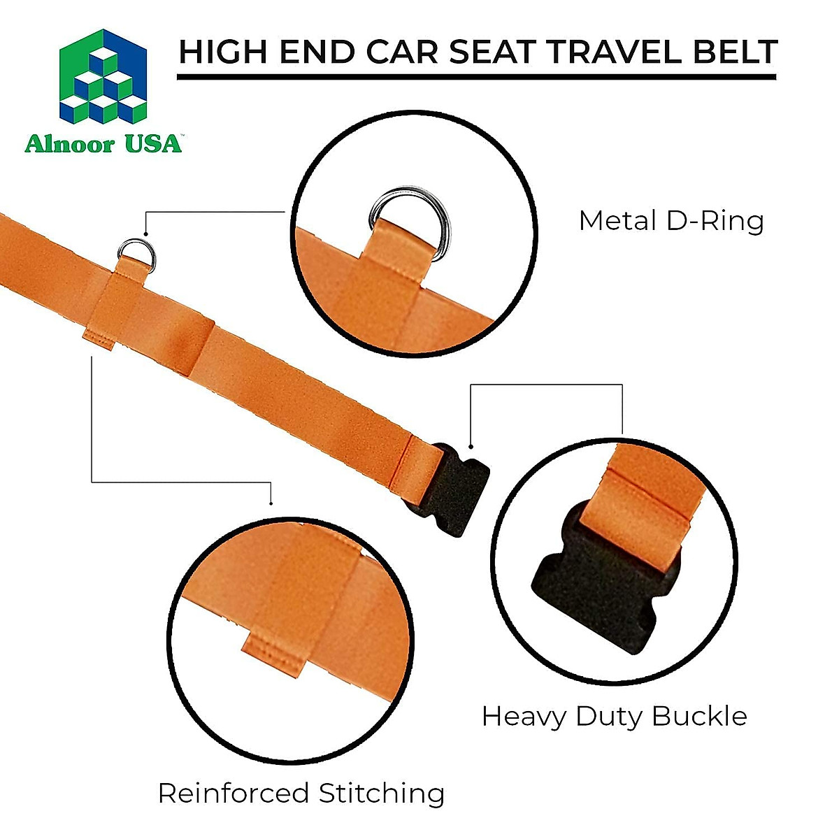 Alnoor USA Double Combo of Car Seat Travel Belt & Car Seat Travel Bag | Car Seat Bags for Air Travel & Car Seat Luggage Strap | Purchase Gate Check Stroller Bag/Car Seat Carrier for Airport &