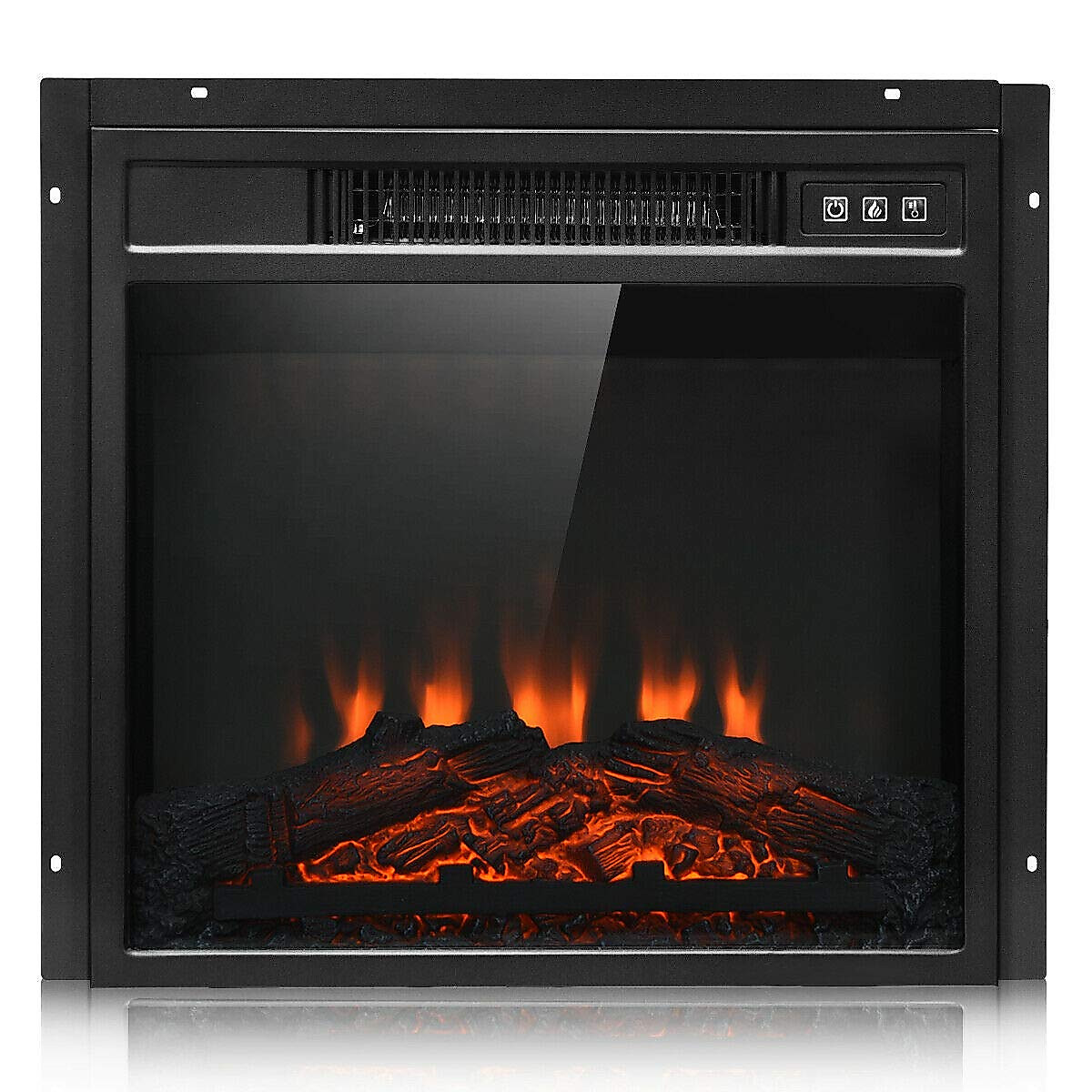 18"x17" 1400W Freestanding Electric Fireplace Mantel Insert With Remote Control Wall-Mounted Heater Realistic Flame Effect 3 Levels Flame Brightness Can Place in TV Stand Operates With Or Without Heat