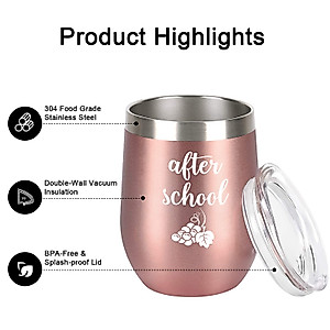Qtencas Before School After School Teacher Coffee Mug and Wine Tumbler Set, Funny Idea for Teachers, Teacher Appreciation from Students, 12 Oz Insulated Stainless Steel Tumbler 11 Oz Coffee Mug