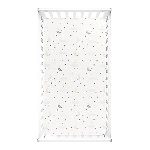 Lush Decor Goodnight Little Moon Soft & Plush Fitted Crib Sheet, 52"x 28" x 9", Blue