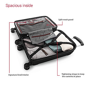 Swiss Mobility PVG Collection 28 Inch Hard Shell Spinner Luggage for Airplanes, Expandable Suitcase with 360-Degree Spinner Wheels, Retractable Handle, Black