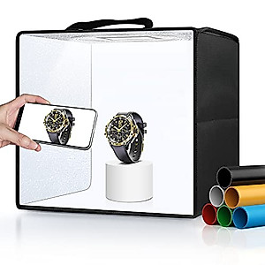 Glendan Light Box Photography, 10"x10" Photo Box with 88 High Color Rendering Index LED Lights, 6 Color PVC Backdrops, 4 Reflection Boards and 1 Diffuser for Jewelry and Small Item Product Photography