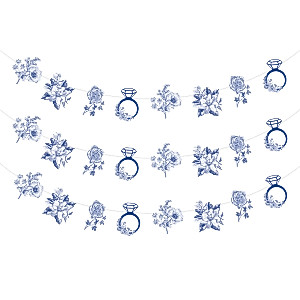Fangleland 3Pcs Something Blue Before I Do Garlands, Blue Floral Hanging Banner Sign for Something Blue Bridal Shower Bachelorette Engagement Wedding Party Decorations Supplies
