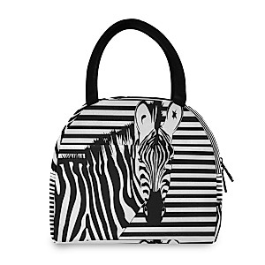 Lunch Bag Animal Zebra Lunchbox for Women Girls Reusable Insulated Cooler Tote Bag Lunch Box Organizer for Kids Boys Adult School Office Picnic