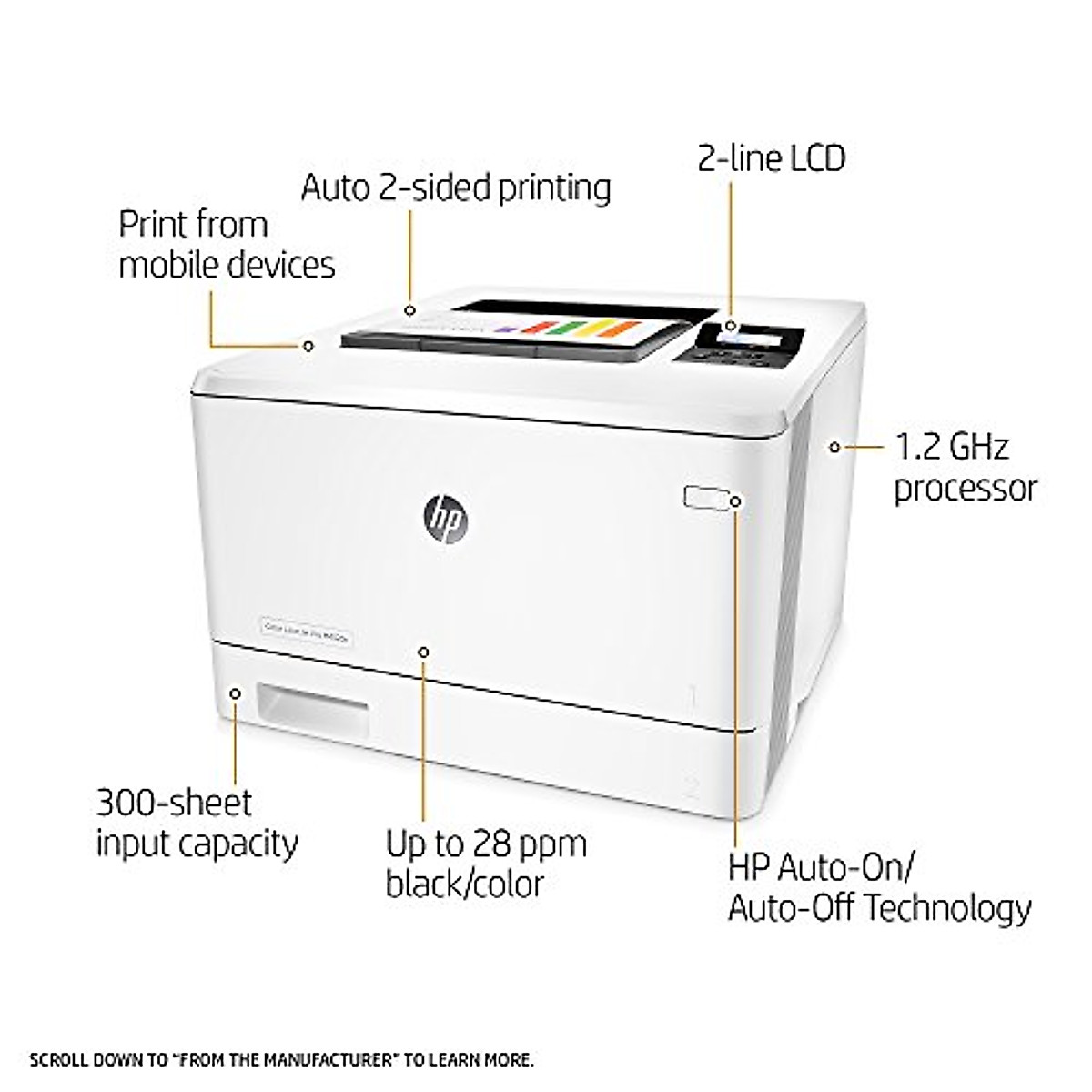 HP LaserJet Pro M452dn Color Laser Printer with Built-in Ethernet & Double-Sided Printing, Amazon Dash replenishment ready (CF389A)