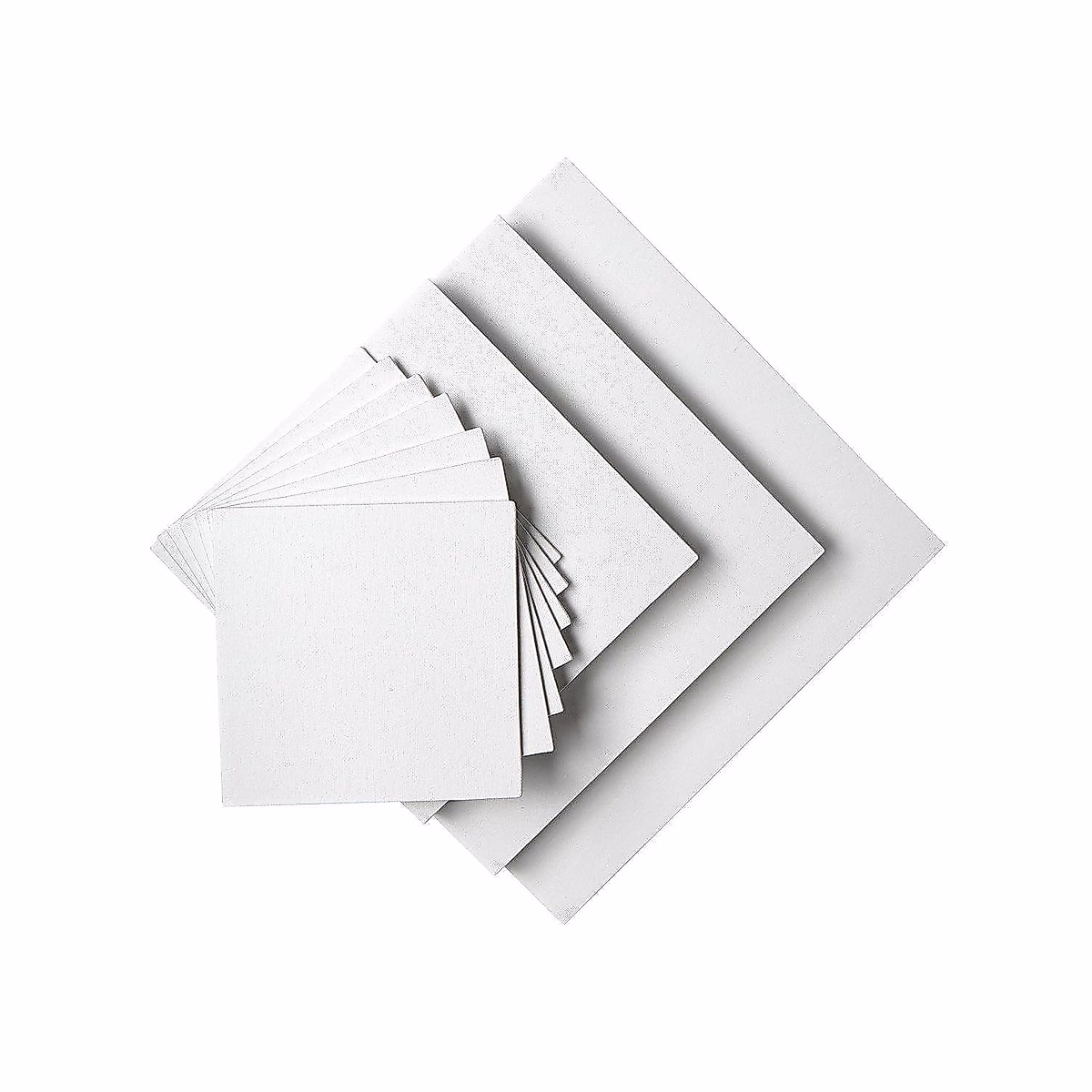 KINGART 830-28 White 28 Pc. Multi-size Value ARTIST CANVAS BOARDS, Gesso Primed - 100% Cotton Square Panels, Art Supplies for Oil and Acrylic Painting, 7 Ea: 6x6, 8x8, 10x10, 12x12 in.
