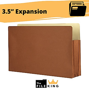 The File King Expanding Accordion File Folder - Legal Size | Box of 10 Redropes | 3.5” Expansion | Store and Organize Papers | Keep Records in One Place | Save Time Searching