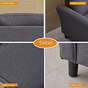 INSTORY Linen Loveseat Modern Sofa Comfy Couch for Living Room, Office, Bedroom - Grey