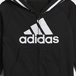 adidas unisex baby Infant Girls' and Boys' Long Sleeve Hooded Coverall Overalls, Black, 24 Months US