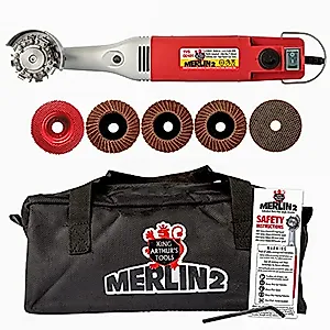 King Arthur's Tools Universal Carving Set, MERLIN2 Handheld Variable Speed Mini Angle Grinder Power Tool with 6 Accessories – For Woodworking, Cutting, Sanding, Grinding, Carving, Engraving # 10005