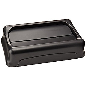 Rubbermaid Commercial Products Swing-Top Trash Can Lid for Slim Jim Containers, Black, 20.5X11.4X5 in. -RCP267360BK