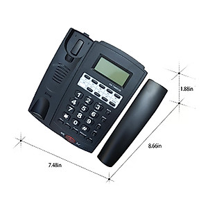 Corded Telephone Landline Telephone, Dual Interface Wired Telephone Big Button Landline Phones with Caller Identification Suitable for Office, Front Desk, Home, Hotel, Corded Landline (Black)