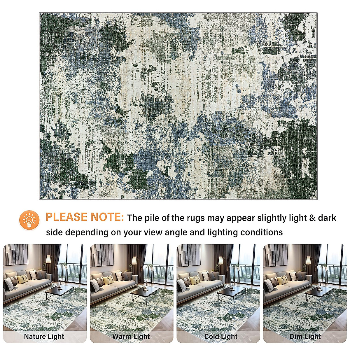 6x9 Area Rugs Living Room Rugs, Abstract Machine Washable Rugs with Anti-Slip Backing Stain Resistant Non-Shedding Soft Large Carpet for Bedroom Entryway Nursery Dining Room Indoor Decor-Blue/Gray