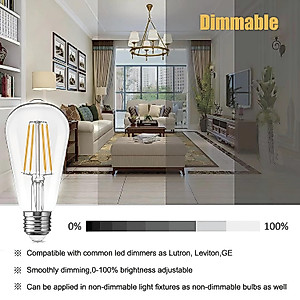 LED Light Bulbs Edison dimmable Bulbs Warm White 2700K Light Bulbs,E26 Base Energy Saving Equivalent 60W Incandescent watt,Antique Glass Style for Home, Bedroom. (2700k Warm White, 4-Pack)