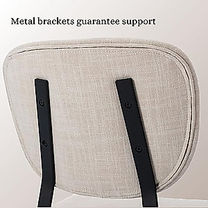 Mid Century Modern Dining Chairs Set of 2, Linen Upholstered Kitchen Chairs with Hardwood Legs and Back Farmhouse Accent Side Dining Room Chairs, Cream