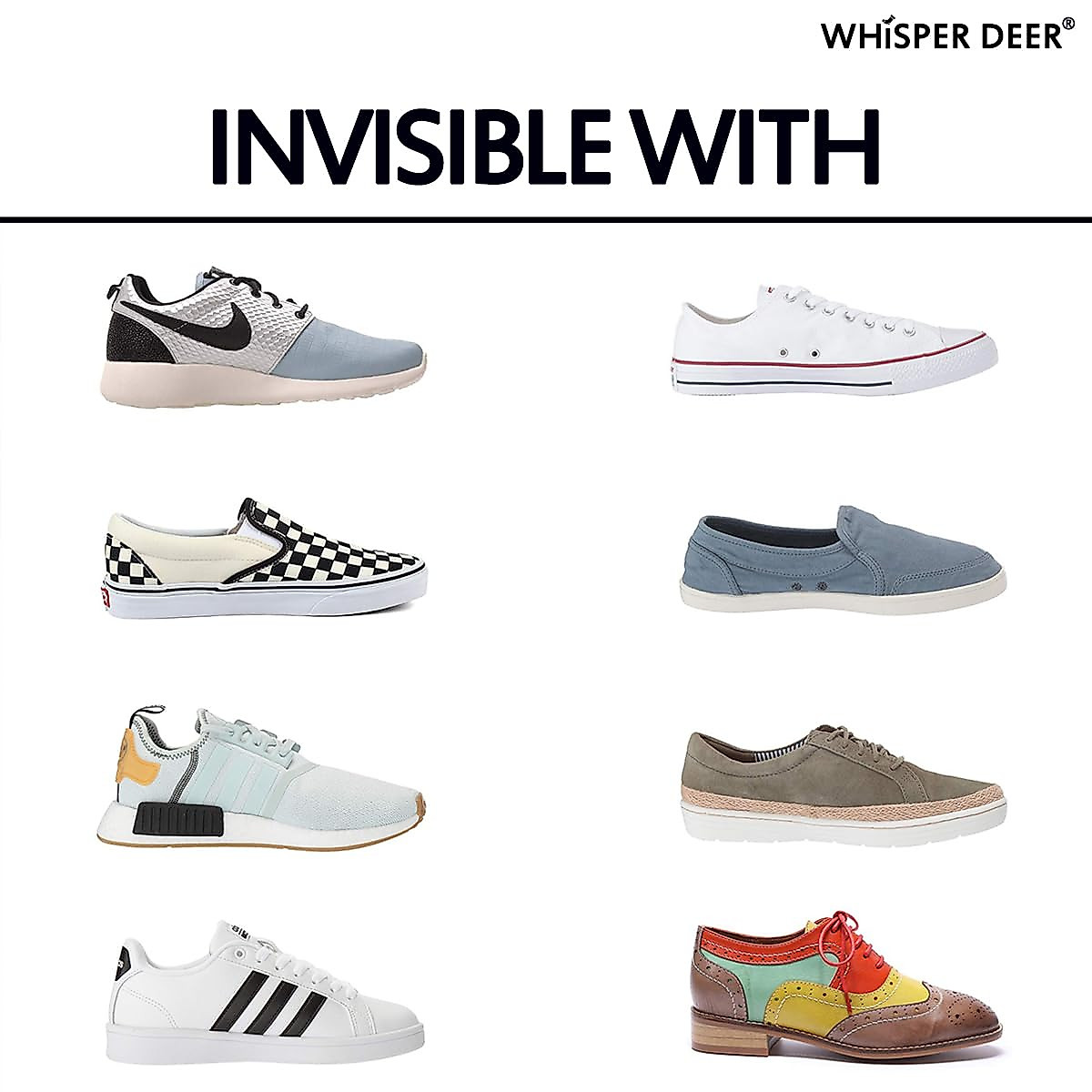 WHISPER DEER No Show Liner Socks Women - Size 4-7/7-10/10-13 Low Cut Invisible Cotton Sneaker Socks with Non Slip Grip (3/6/8 packs)