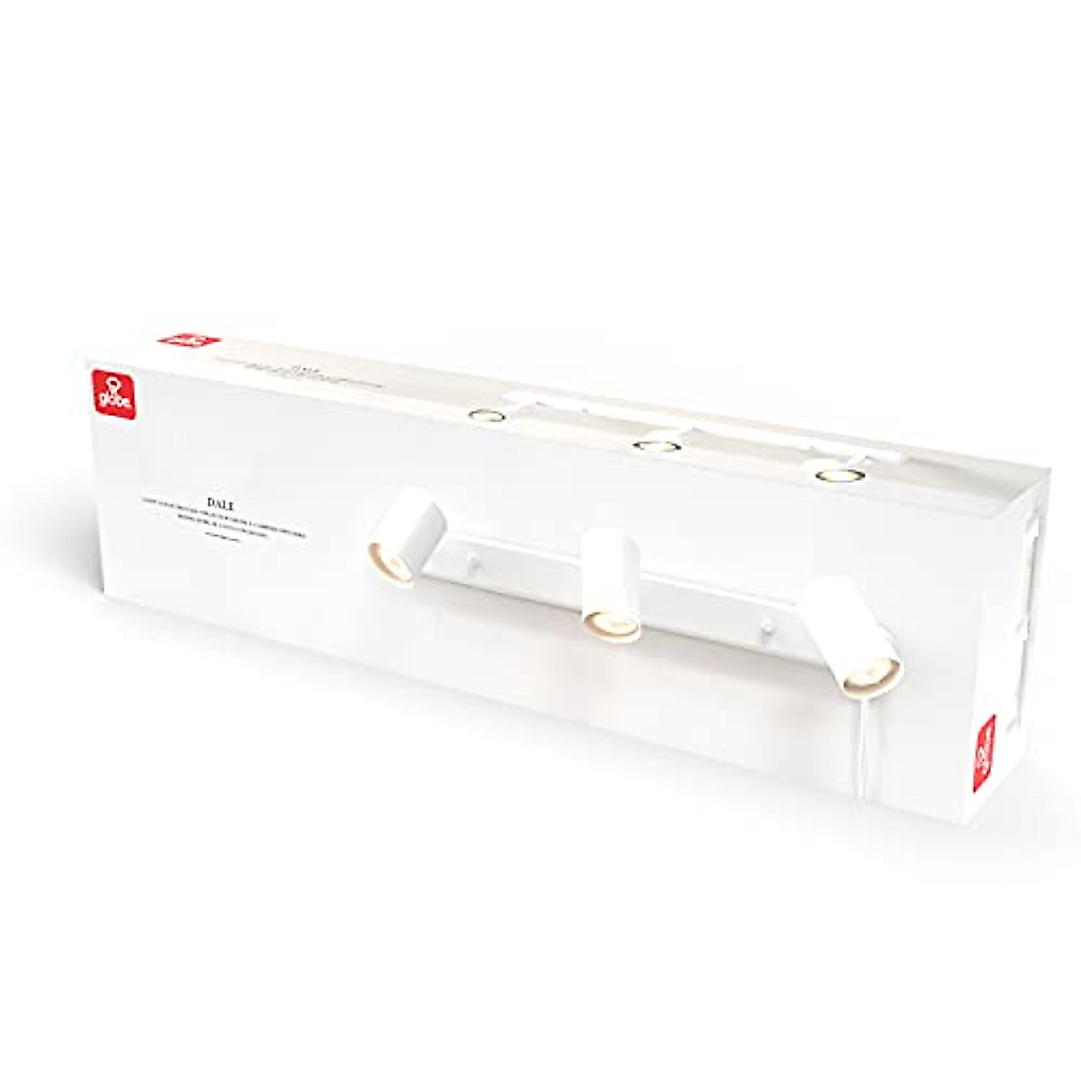 Globe Electric 60024 3-Light Plug-in Track Lighting, Matte White, 15 Foot Cord, in-Line On/Off Rocker Switch, Track Ceiling Light, Track Lighting Kit, Ceiling Light Fixture, Home Improvement