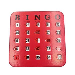 Yuanhe Shutter Slide Bingo Cards - 5 Pack Multi Color Extra Thick Stitched, Easy Read with Finger-Tip Sliding Windows