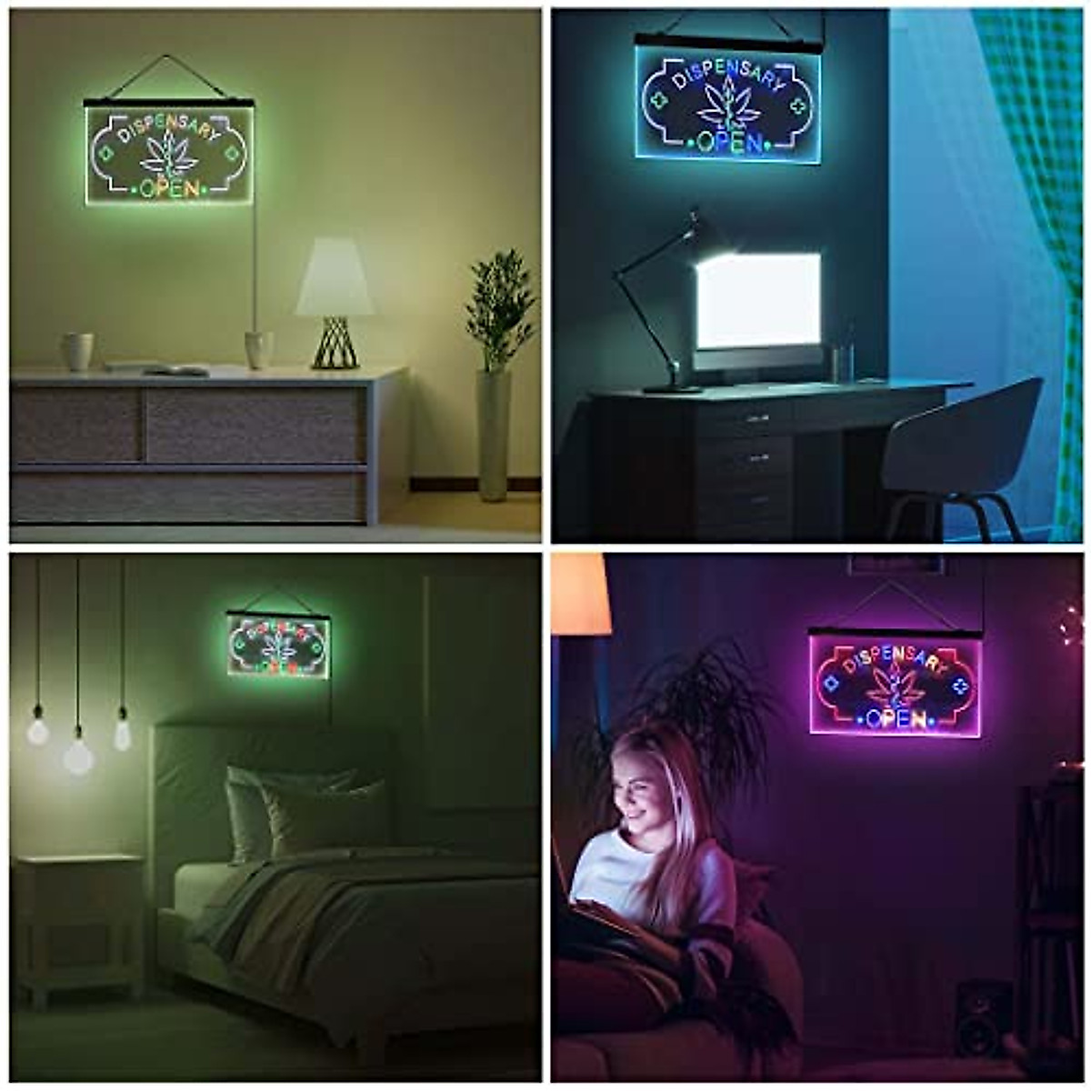 Dispensary Store Open Tri-color Led Neon Sign White & Blue & Orange 17.7 x 13.6 Inches st9s43-i3374-wbo