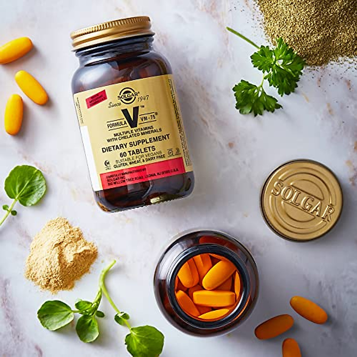 Solgar Formula VM-75 - Multivitamin with Chelated Minerals - Vitamin A, B6, B12, C, D, E - Biotin, Magnesium, Calcium, Iron, Zinc - Vegan Gluten/ Dairy Free - 180 Count (Pack of 1), Cream