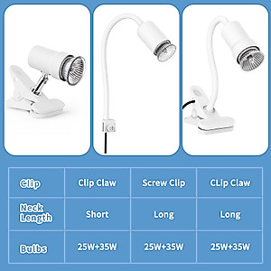 Moonorange Reptile Heat Lamp, 360° Rotatable UVA/UVB Light Lamp with 2 Pack Basking Bulbs (25W + 35W), Suitable for Bearded Dragon, Reptiles, Turtle, Lizard, Snake (White)