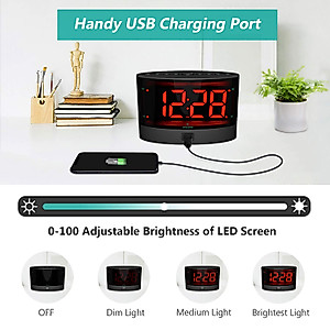 ANJANK Extra Loud Alarm Clock for Heavy Sleepers, Wireless Bed Shaker, Vibrating Dual Alarm, Deaf and Hearing-impaired, Adjustable Volume/Dimmer/Wake up Mode, USB Charger Port