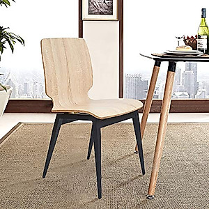 4 Pack Kitchen Dining Chairs with Bentwood Seat and Metal Legs, Indoor Outdoor Side Chair for Cafe, Bistro and Restaurant, Ergonomic Design, Natural